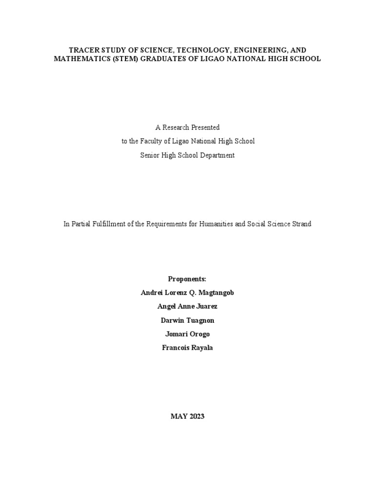 Tracer Study Stem | PDF | Science, Technology, Engineering, And ...