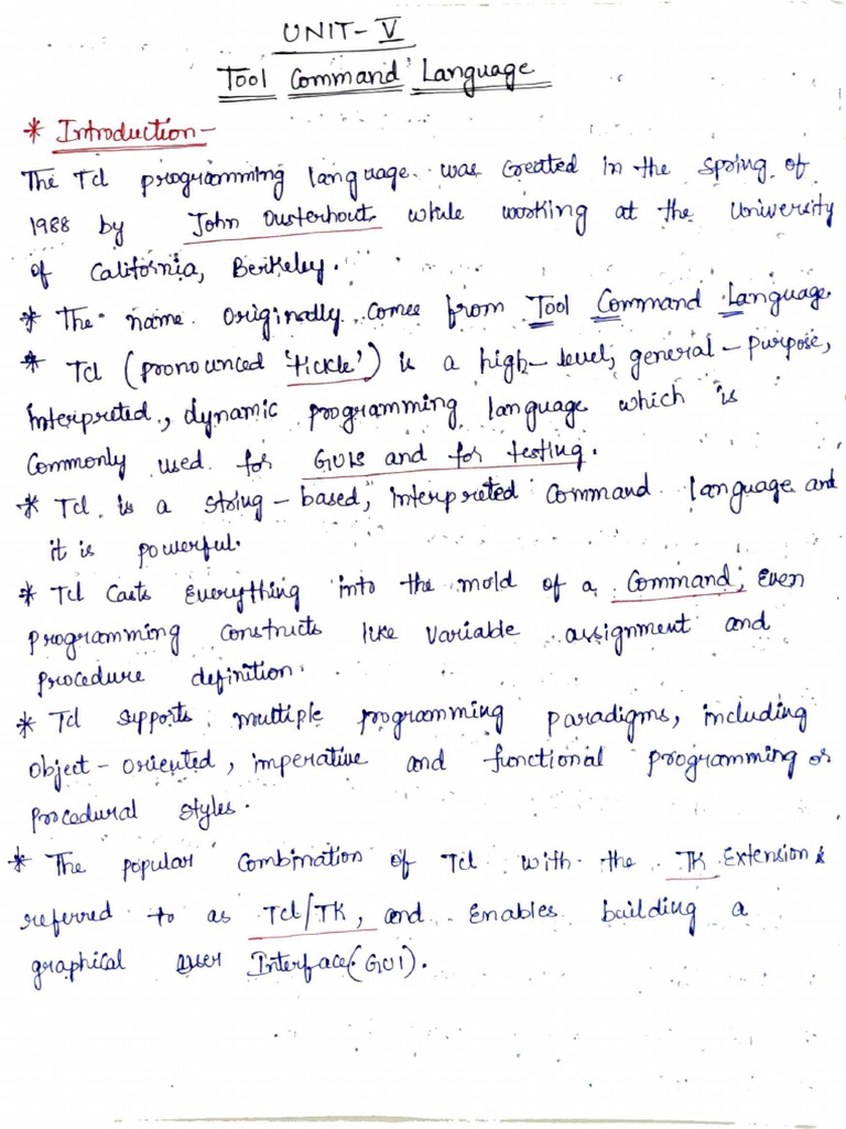 Scripting Languages Unit - V Handwritten Notes | PDF Scripting Languages Unit - V Handwritten Notes | PDF