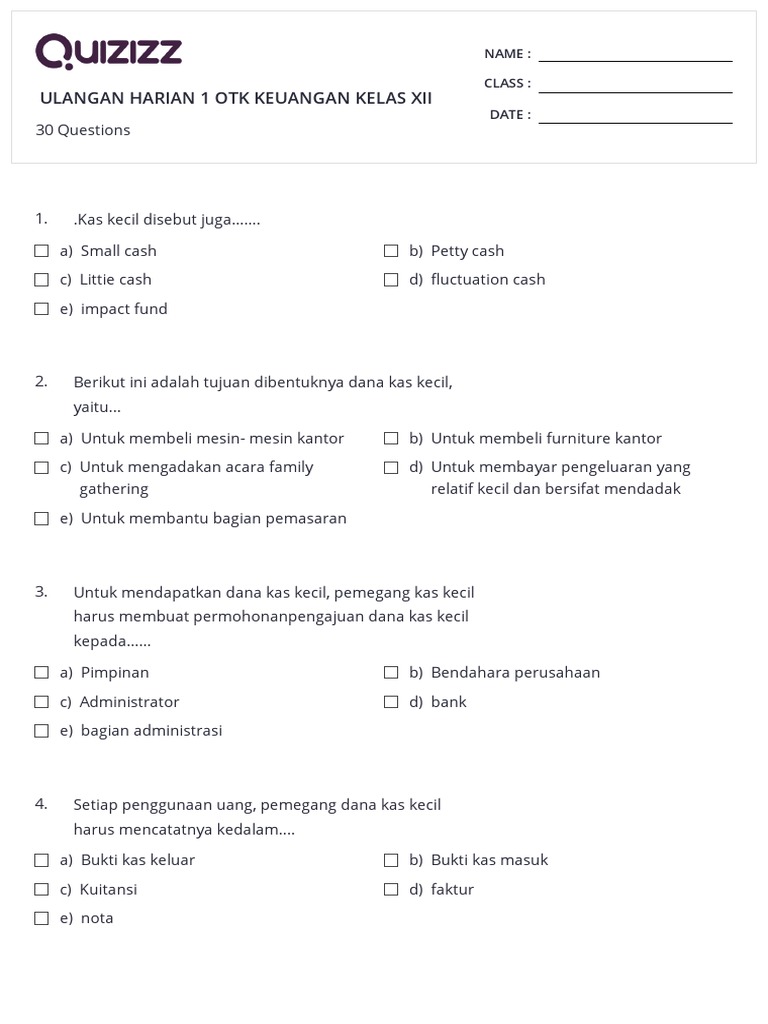 Latihan Soal Keuangan XII OTKP | PDF