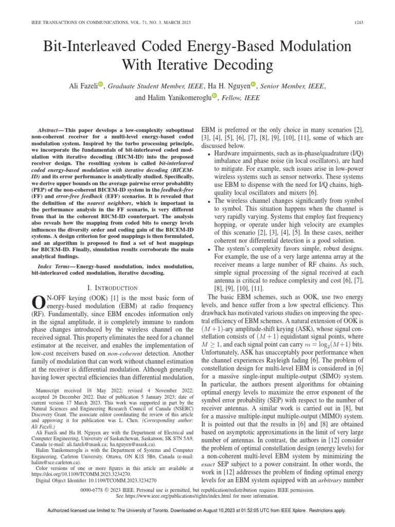 Bit Interleaved Coded Energy Based Modulation With Iterative Decoding Pdf