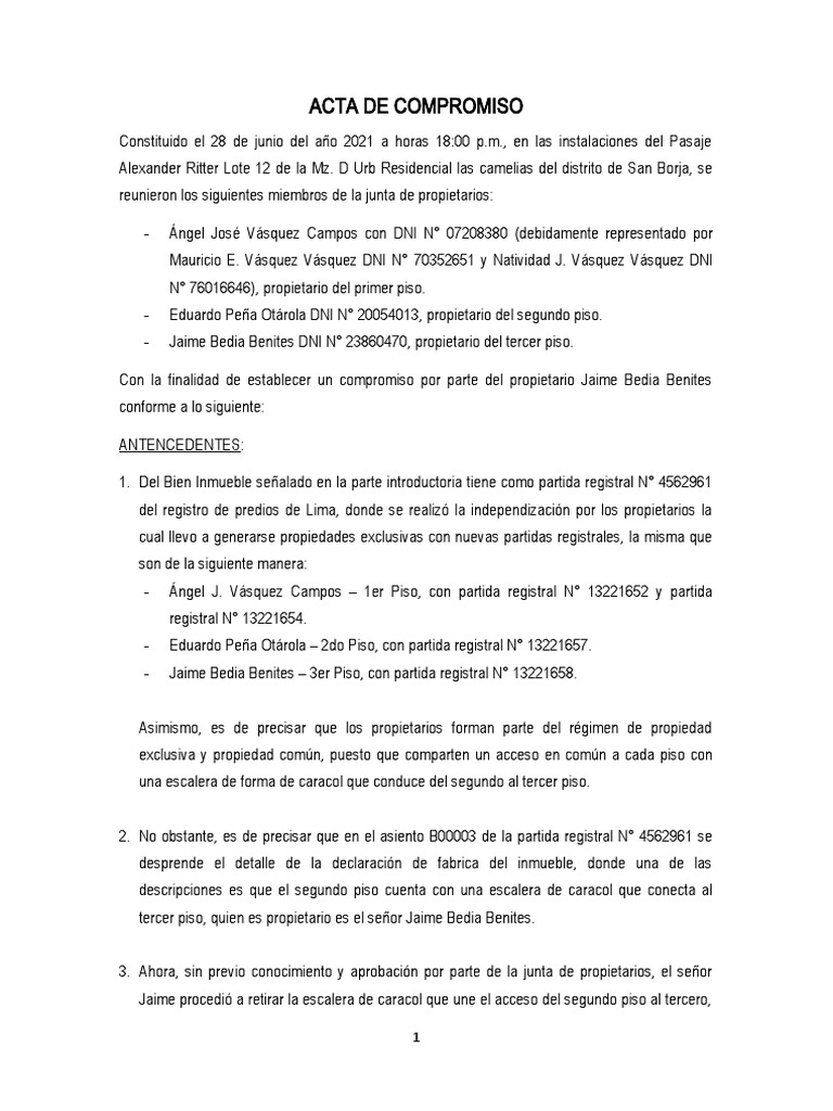 Acta de Compromiso | PDF