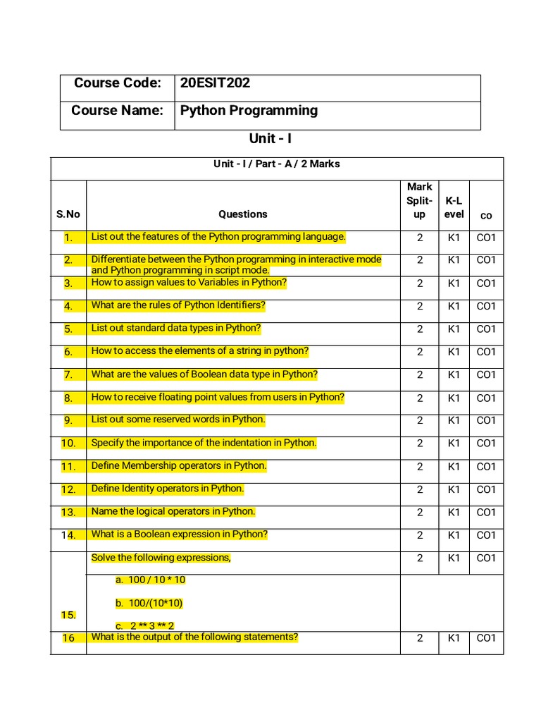 20esit202 Python Programming Pdf Method Computer Programming Python Programming Language