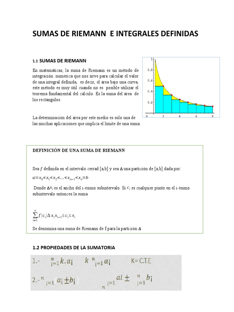 Sumas de Riemann e Integrales Definidas | PDF | Integral | Conceptos matemáticos