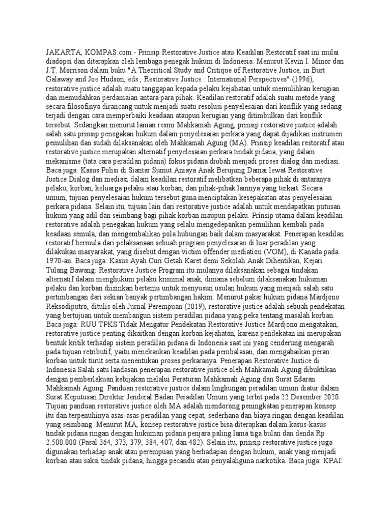 Restorative Justice | PDF | Ilmu Sosial