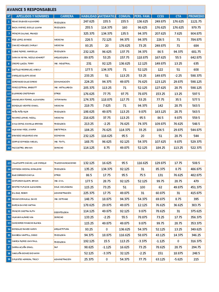 Avance 5 Responsables | PDF