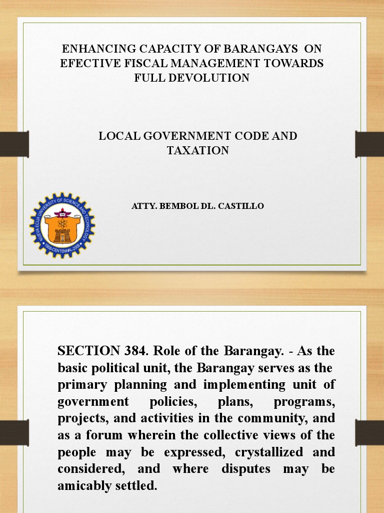 Lecture Local Government Code and Taxation | PDF