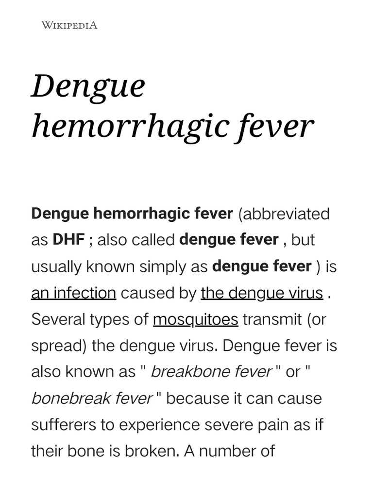 Dengue Hemorrhagic Fever - Indonesian Wikipedia, The Free Encyclopedia ...