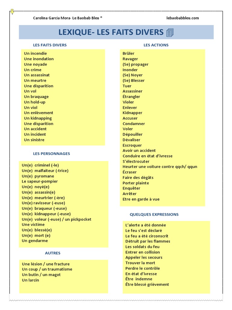 1 - Les Faits Divers | PDF | Meurtre | Dangers