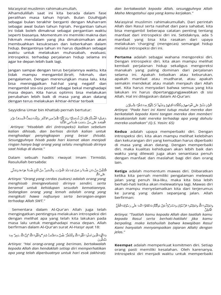 Khutbah Jumat Akhir Tahun Muhasabah | PDF Khutbah Jumat Akhir Tahun Muhasabah | PDF