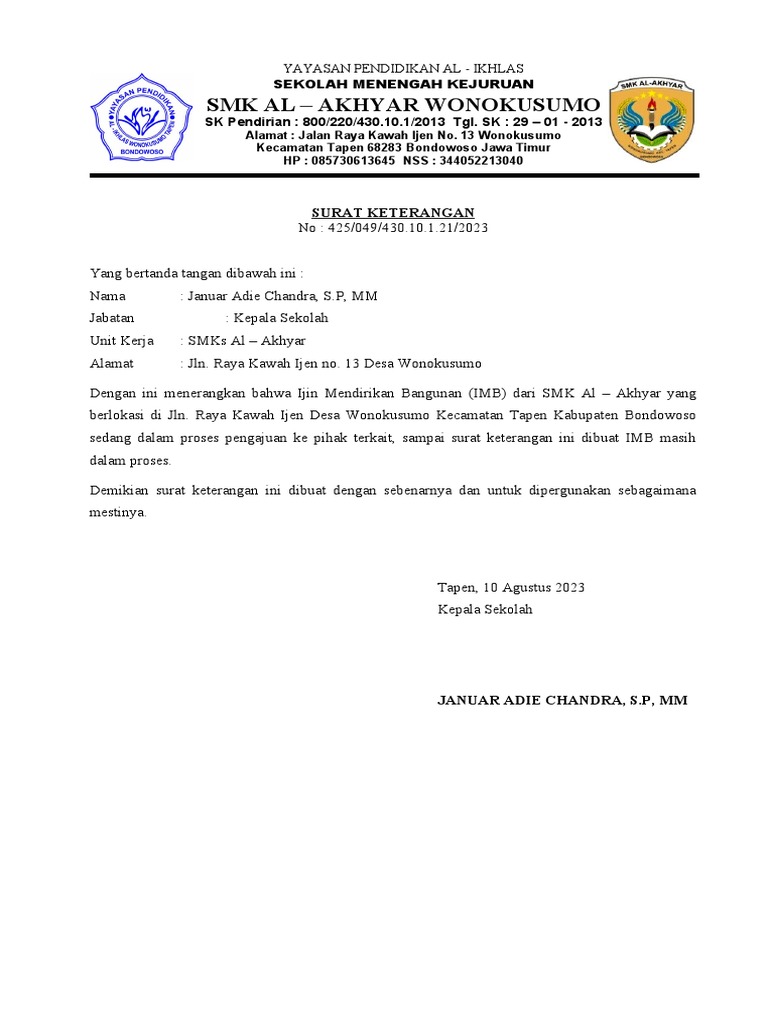 Surat Keterangan IMB | PDF