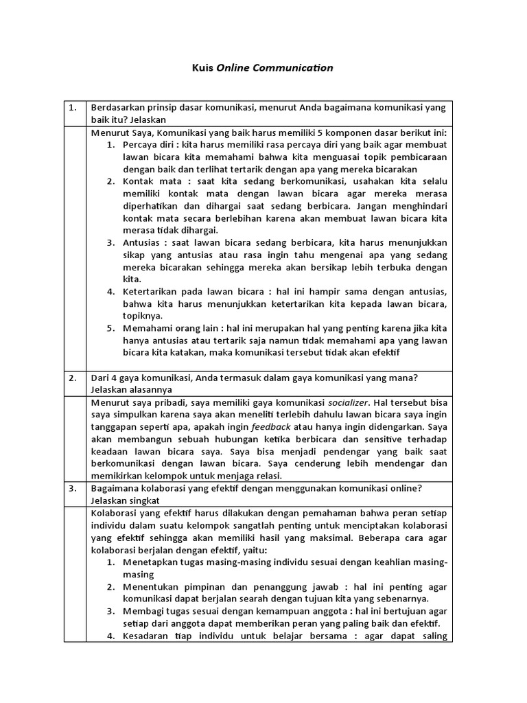 Kuis Online Communication | PDF
