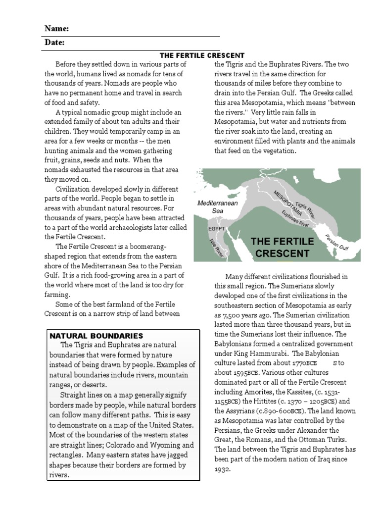 The Fertile Crescent | PDF | Mesopotamia | Babylonia