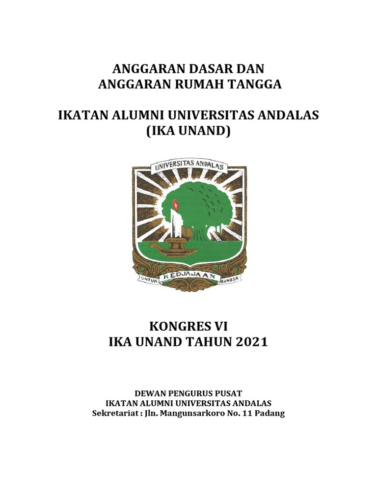 Anggaran Dasar IKA Unand 2021 | PDF