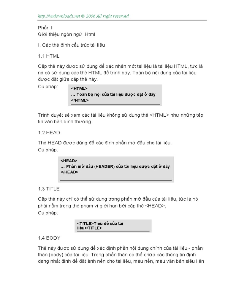 Giao Trinh Nhap Mon HTML | PDF