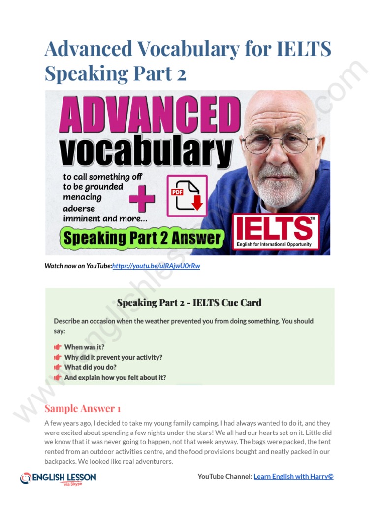 Advanced Vocabulary For IELTS Speaking Part 2 | PDF