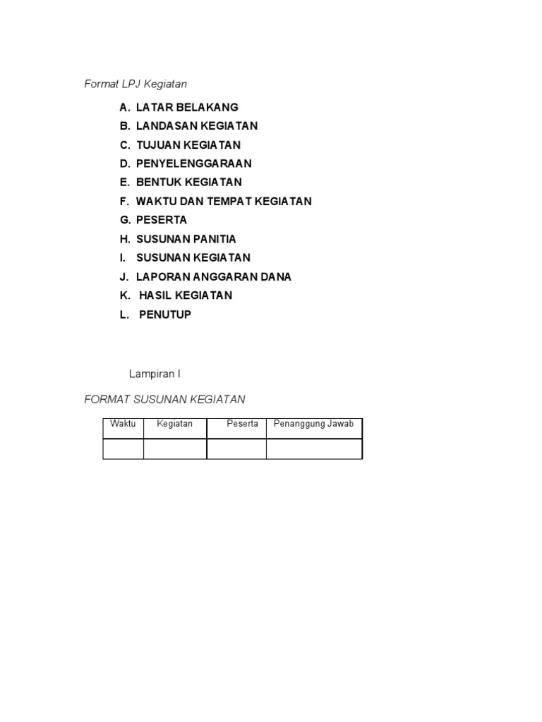 Format LPJ Kegiatan | PDF | Seni