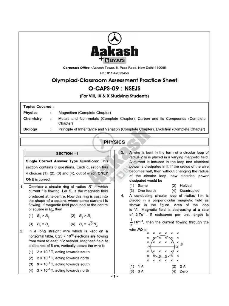 10X CBSE-1 09 NSEJS Practice Sheet O-Caps 2022-09!12!2022 Assignment | PDF 10X CBSE-1 09 NSEJS Practice Sheet O-Caps 2022-09!12!2022 Assignment | PDF