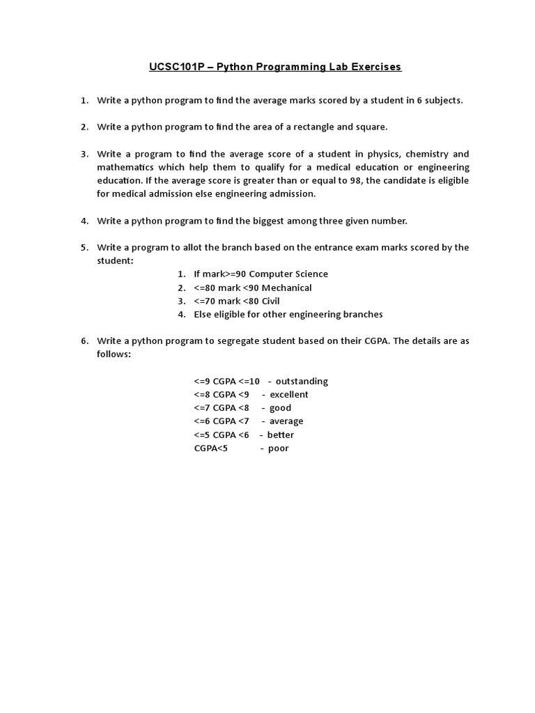 Python Lab Exercise2 | PDF
