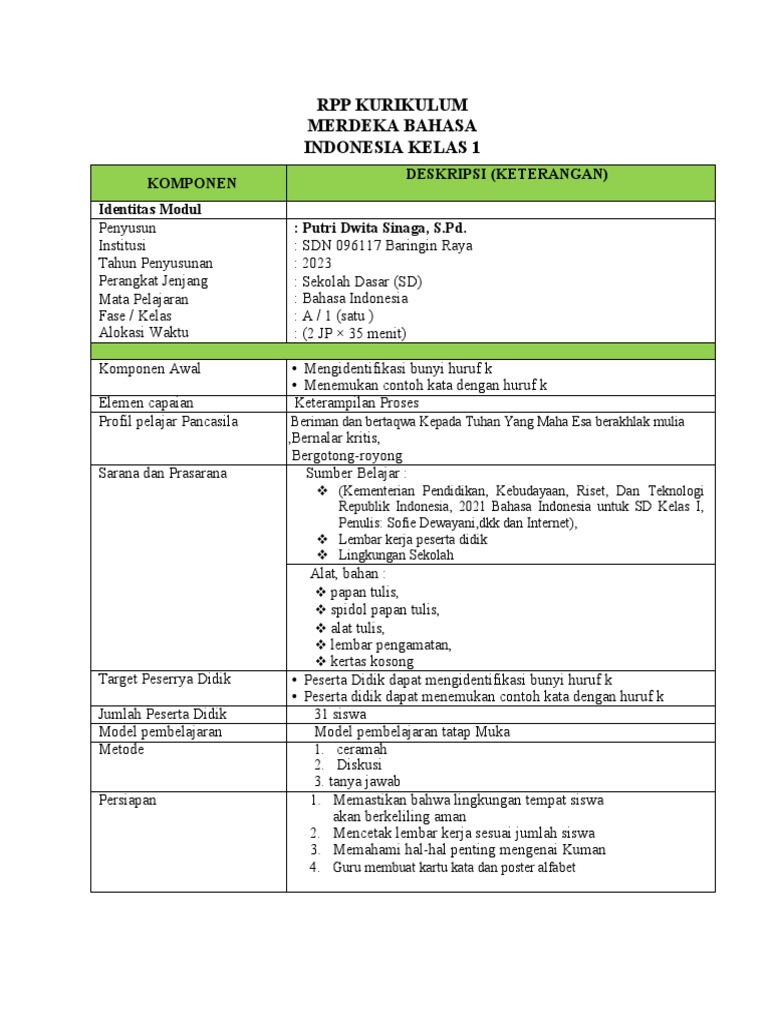 RPP Merdeka Putri Sinaga | PDF