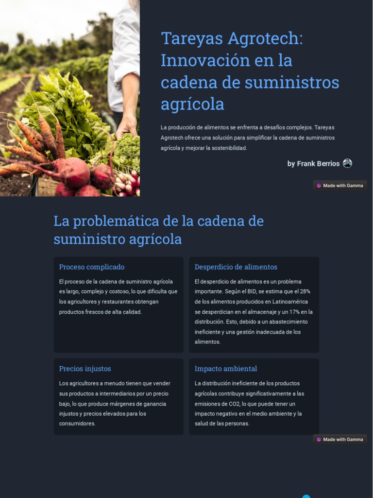 Tareyas Agrotech Innovacion en La Cadena de Suministros Agricola | PDF
