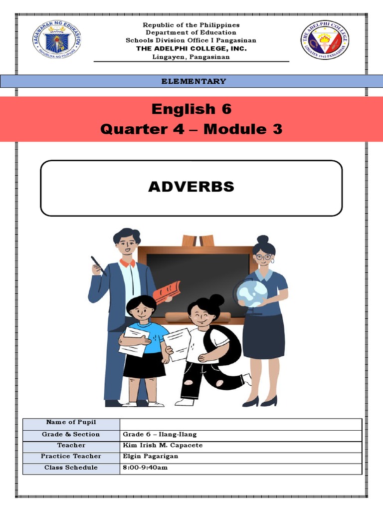 Adverbs of Manner in English 6 Module | PDF | Language Arts & Discipline | Foreign Language Studies