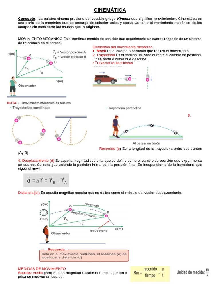 CINEMÁTICA | PDF | Cinemática | Trayectoria