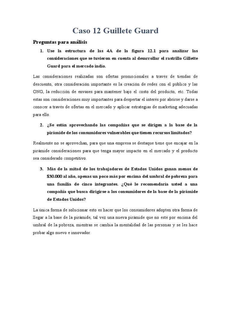 Caso 12 Gillette Guard | PDF