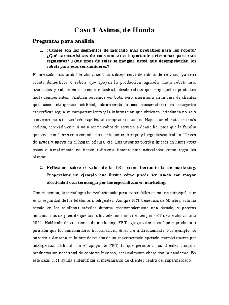 Caso 1 Asimo | PDF | Robot | Robótica