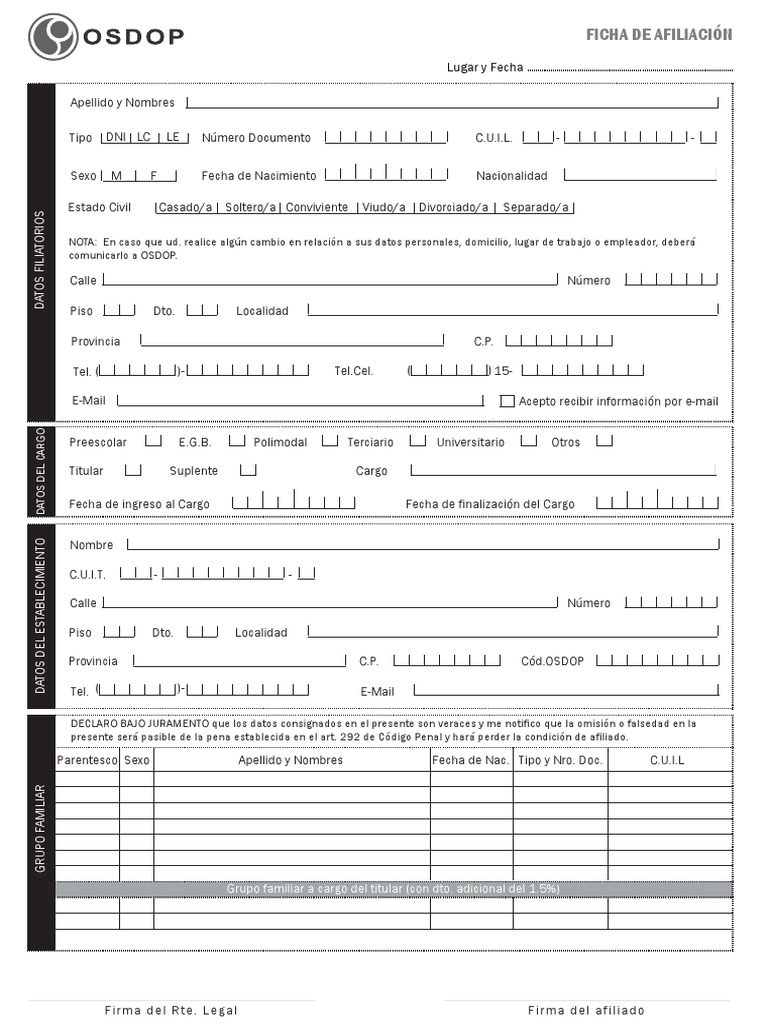 Ficha de Afiliacion | Descargar gratis PDF | Gobierno y personalidad