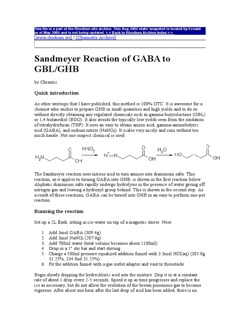 Gaba To GBL | PDF | Sodium Bicarbonate | Molecules