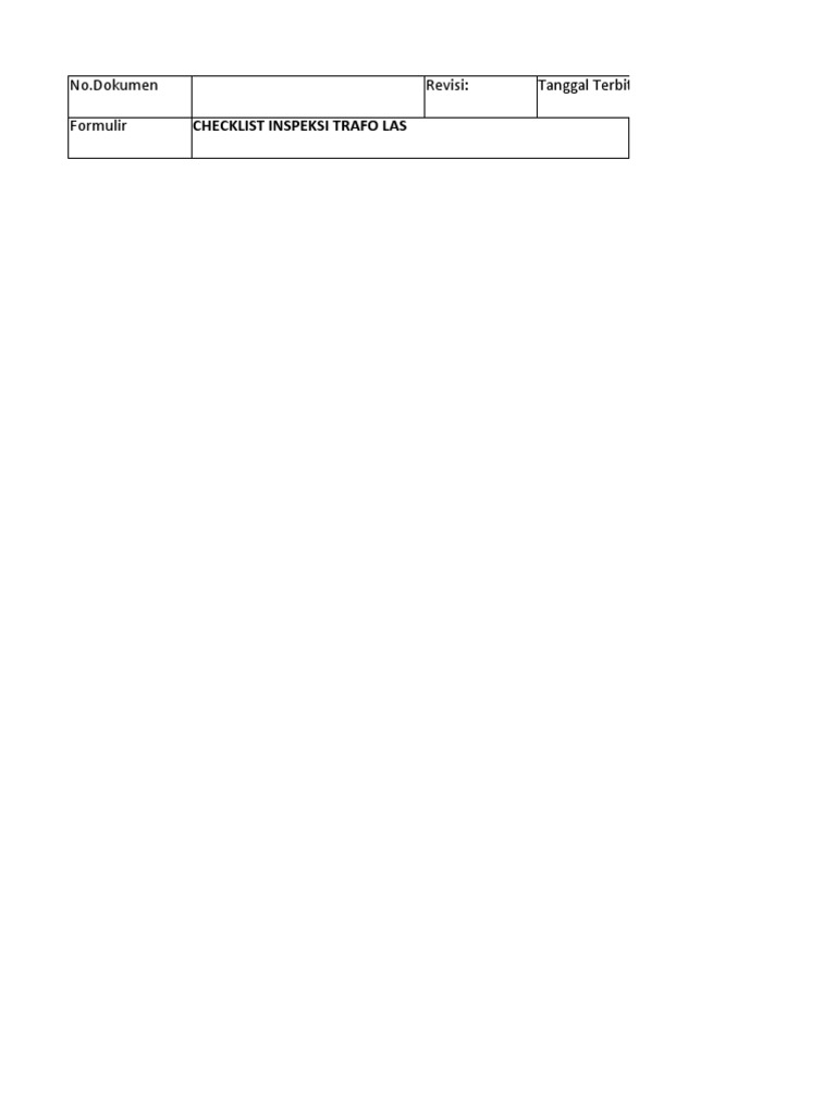 Form Check List Inspeksi Trafo Las | PDF