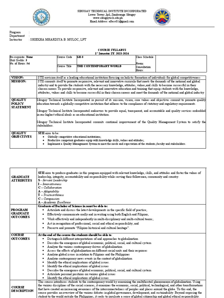 Contemporary World Syllabus Criminology | PDF