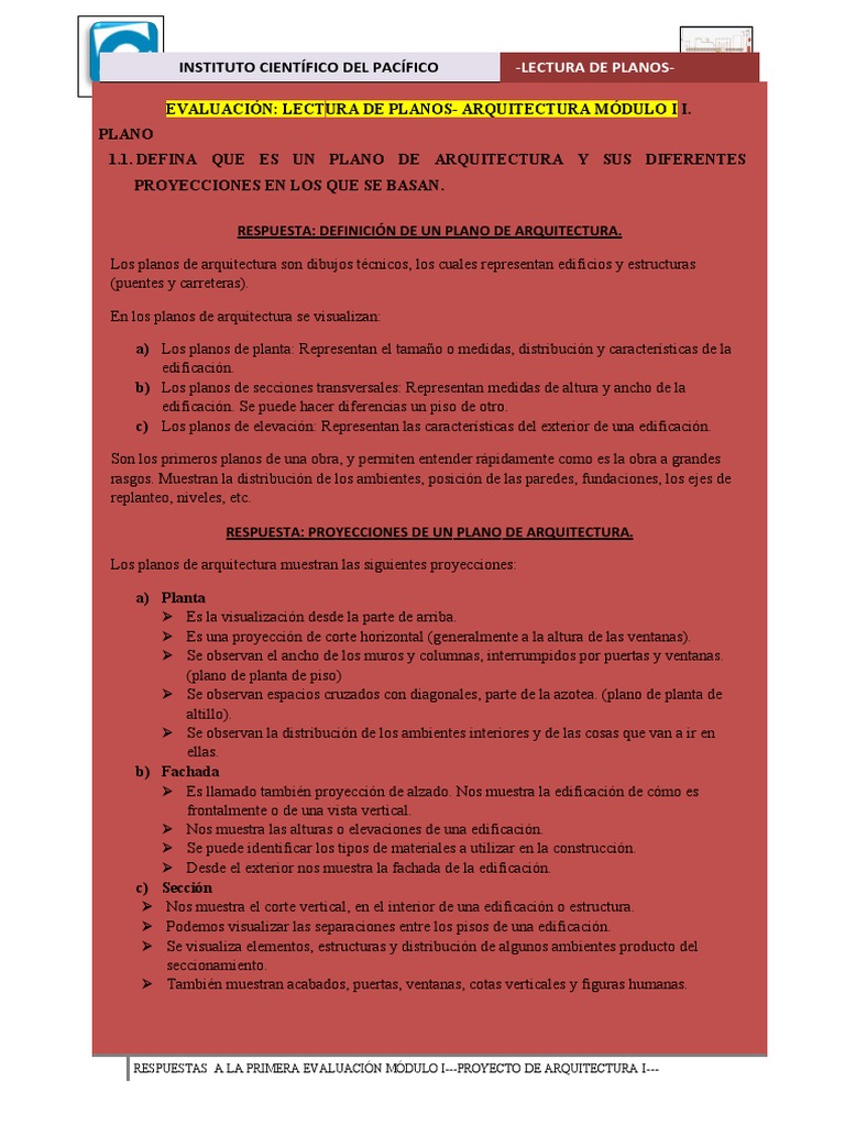 Evaluacion Lectura de Planos Arquitectura Modulo I | PDF | Zonificación | Color