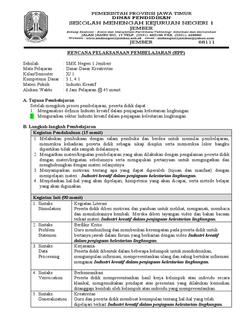 Contoh RPP 3.12 Adiwiyata Pengelolaan Bisnis Ritail | PDF