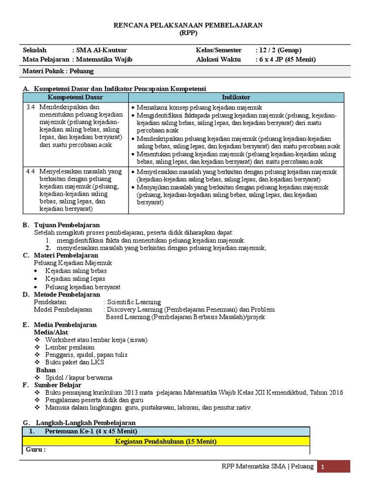 RPP 4. Peluang | PDF