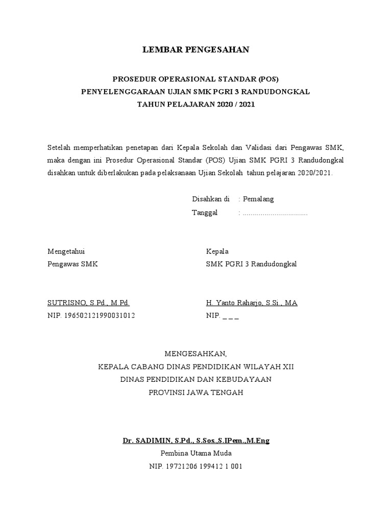 LEMBAR PENGESAHAN POS Ujian | PDF