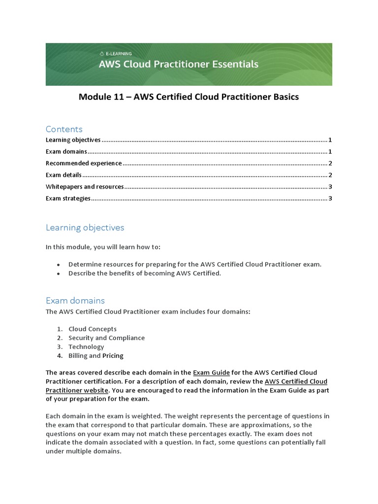 Module 11 - AWS Certified Cloud Practitioner Basics | PDF