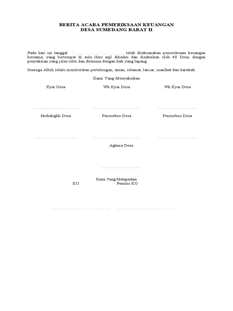 Contoh Berita Acara Pemeriksaan | PDF