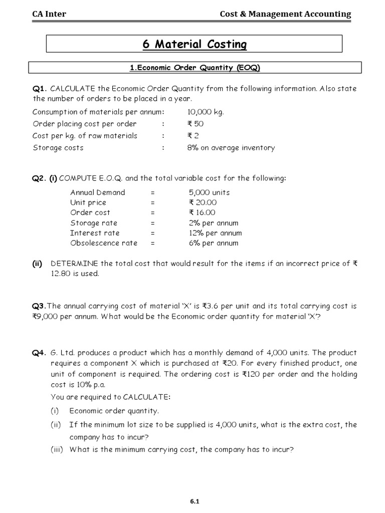 6 Material Costing | PDF