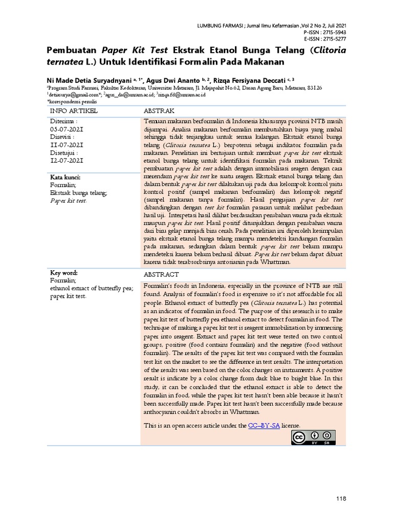 Formalin Telang 2021 | PDF