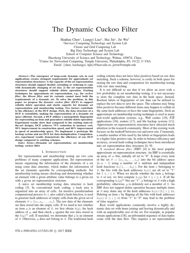 BTL 4 - The Dynamic Cuckoo Filter | PDF