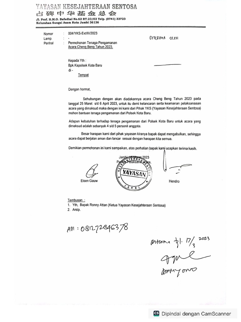 Tanda Terima Surat Cheng Beng | PDF