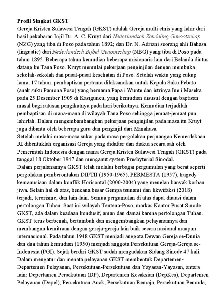 Profil Singkat GKST | PDF