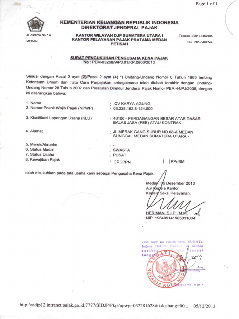 SPPKP CV Karya Agung | PDF