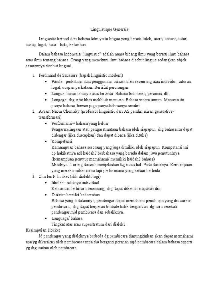 Linguistique Générale | PDF | Seni & Disiplin Bahasa | Kajian Bahasa Asing