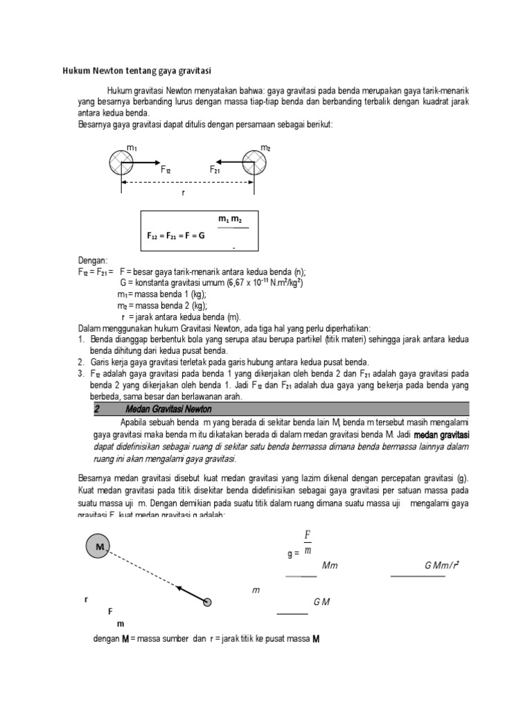 Hukum Newton Tentang Gaya Gravitasi | PDF | Sains & Matematika