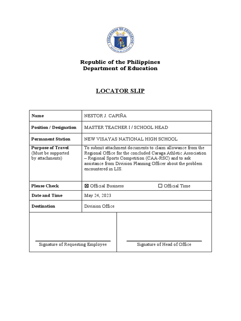Locator Slip | PDF