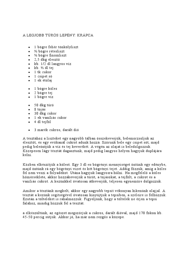 A Legjobb Túrós Lepény | PDF