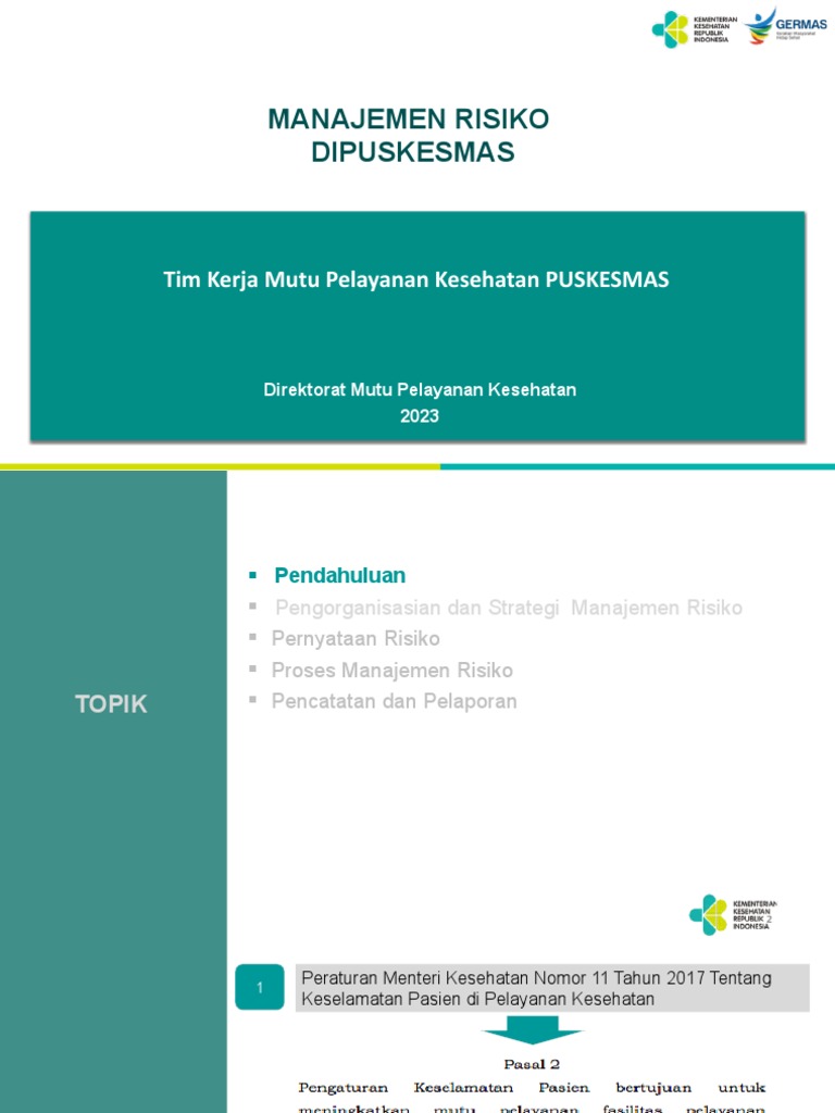 Manajemen Risiko Puskesmas 2023 | PDF