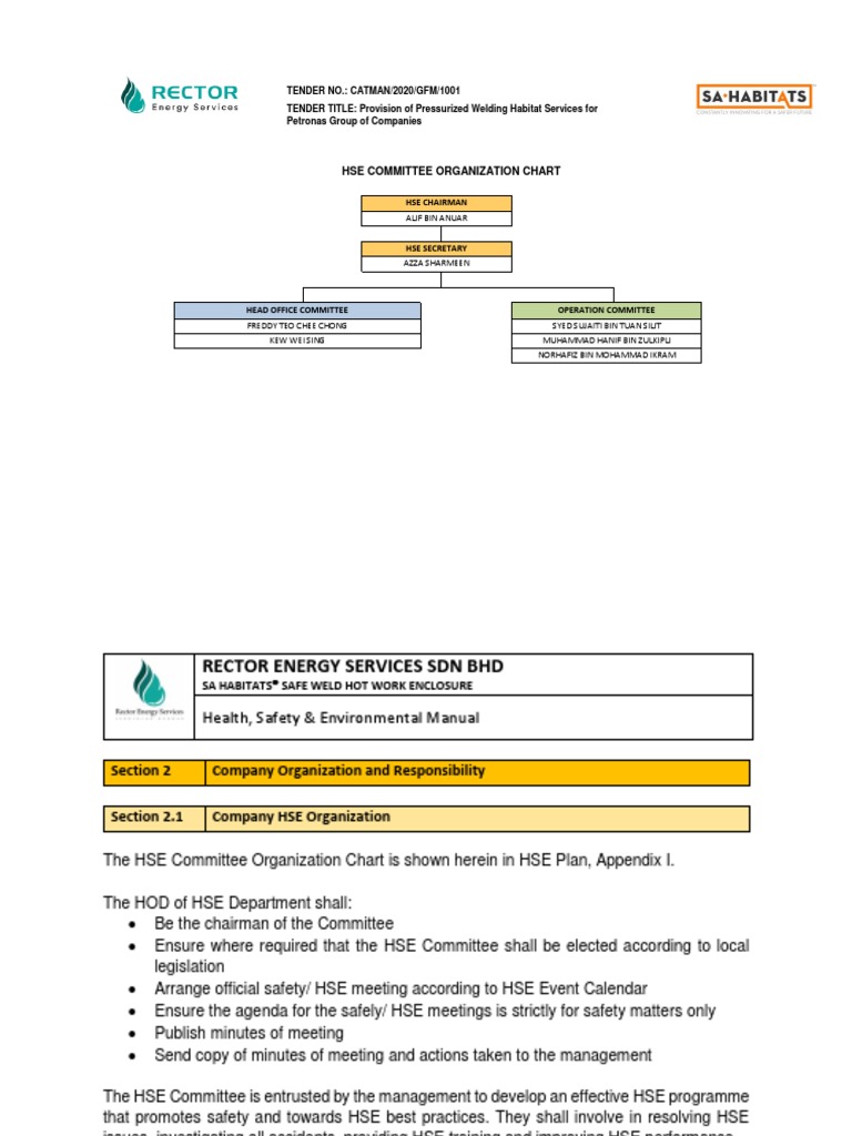 Safety Organization Chart and Responsibilities | PDF | Technology ...